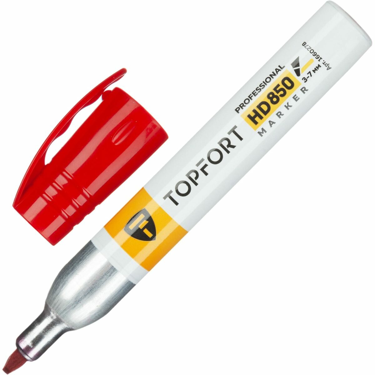 Маркер для агрессивной среды Topfort HD 850 (3-7мм, красный, скошенный) (1660278), 6шт.