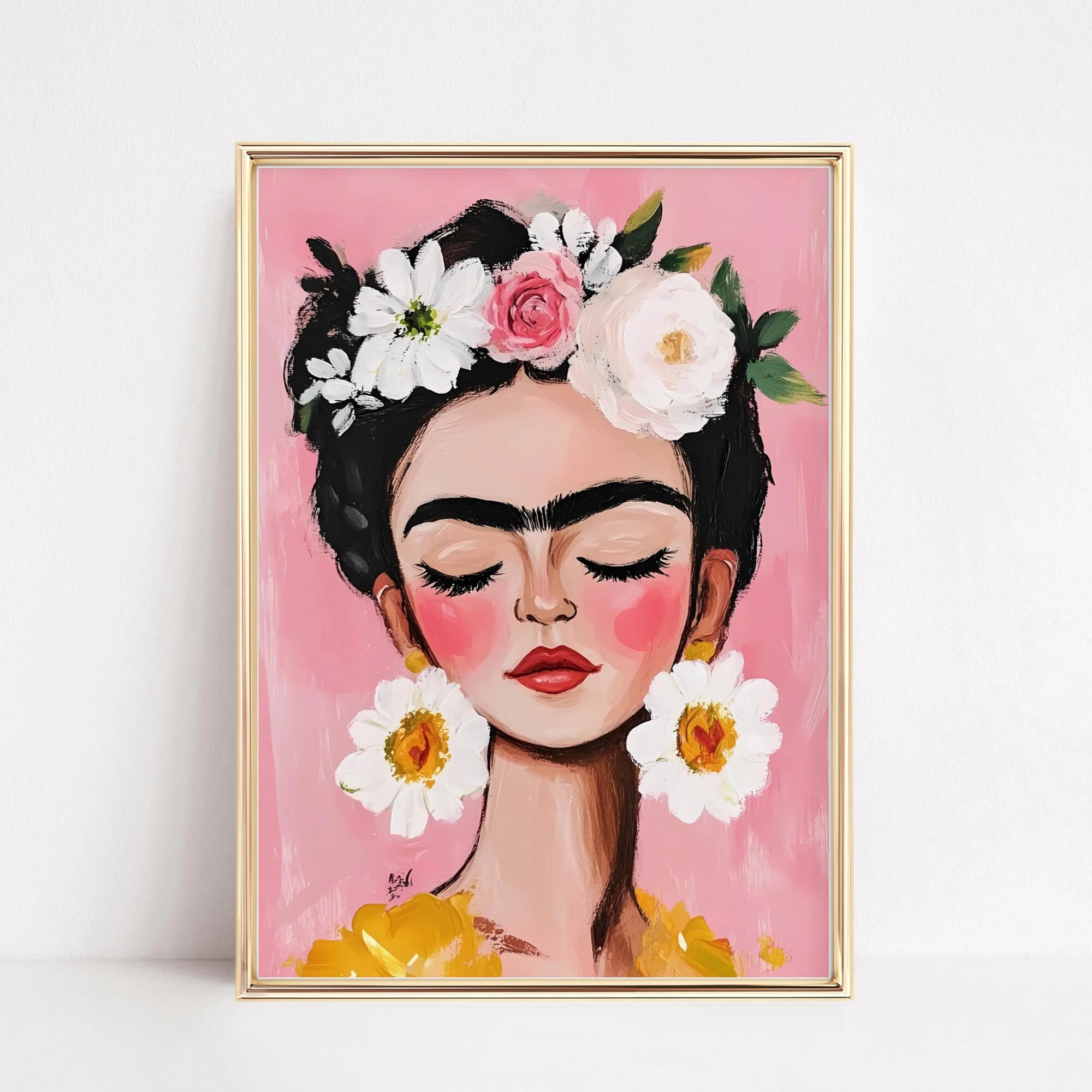 Картина на холсте "Фрида с цветами", 30x40см, PF65555