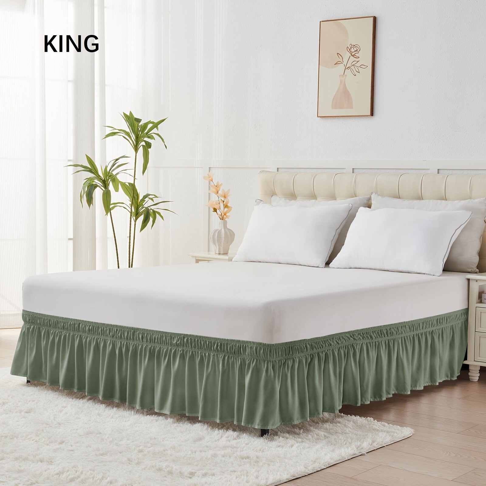 Юбка для кровати универсальная, однотонная, подходит для кроватей размера KING (203×198 см), цвет серый