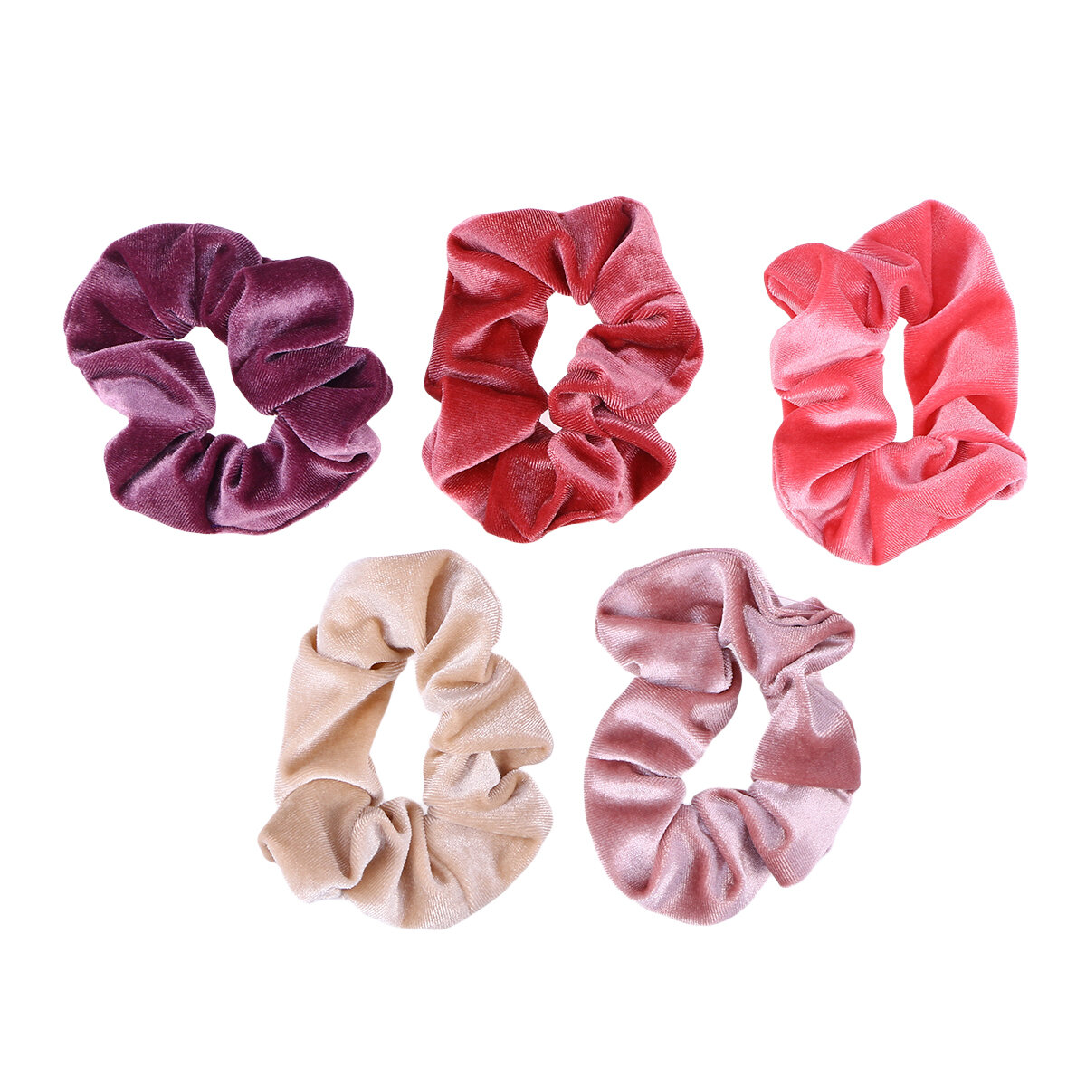 5 Пcs Эластичные Ободки Для Волос Скрючи Из Бархата Комфортные И Прочные 5 Цветов