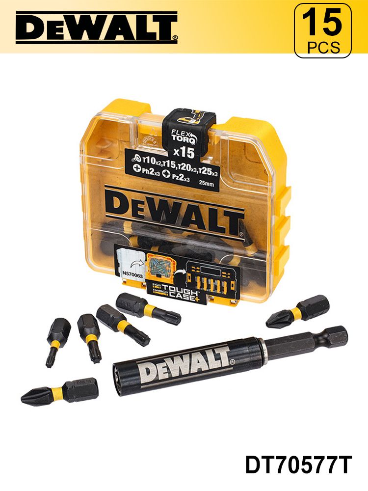 DeWalt Набор бит для отвертки с телескопическими магнитными держателями, 15 шт, DT70577T