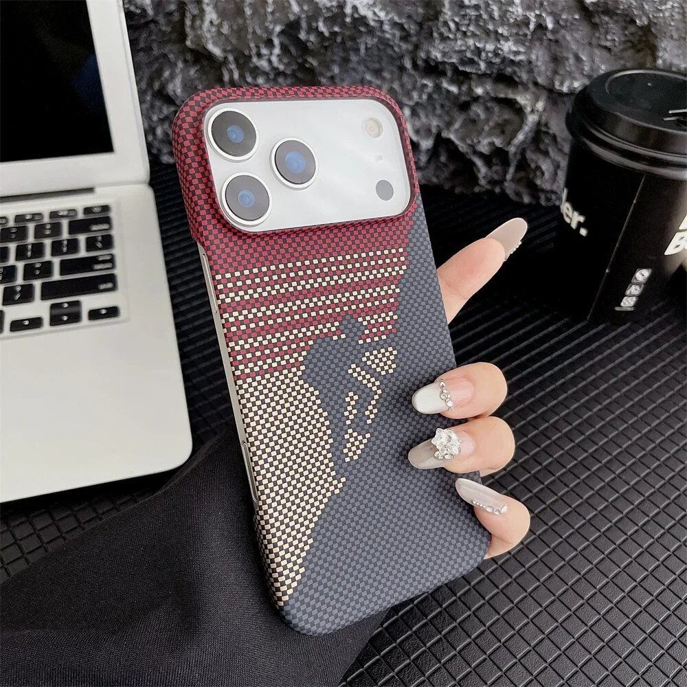 Чехол iPhone 16 Pro Climb, бордовый, карбон