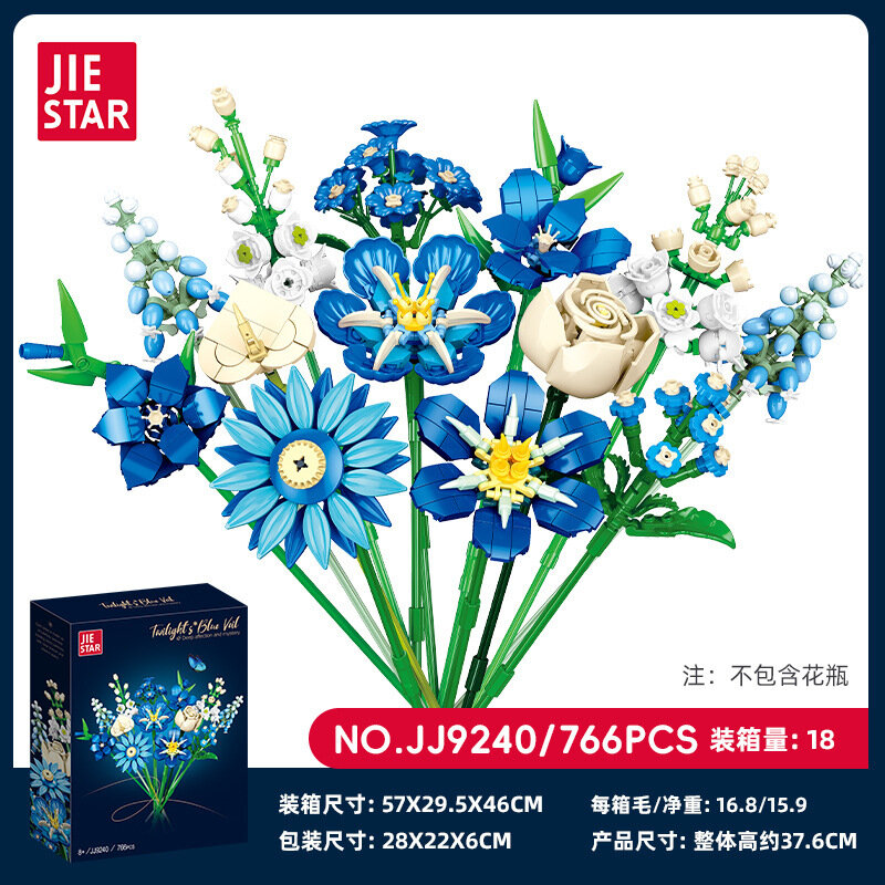 Конструктор JIE-STAR Искусственные Цветы Розы Лунный Цветок Горшечные Растения Творческий Подарок Для Девочек Маленькие