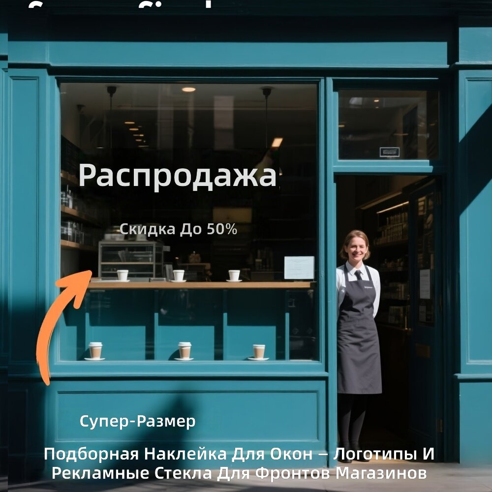 Наклейка на окно из прозрачного винила, двусторонняя УФ-печать, крепление со спреем и электростатикой, для стекла в магазинах, офисах и торговых центрах, для рекламы, акций и времени работы, размер 30x30 см, вертикальная