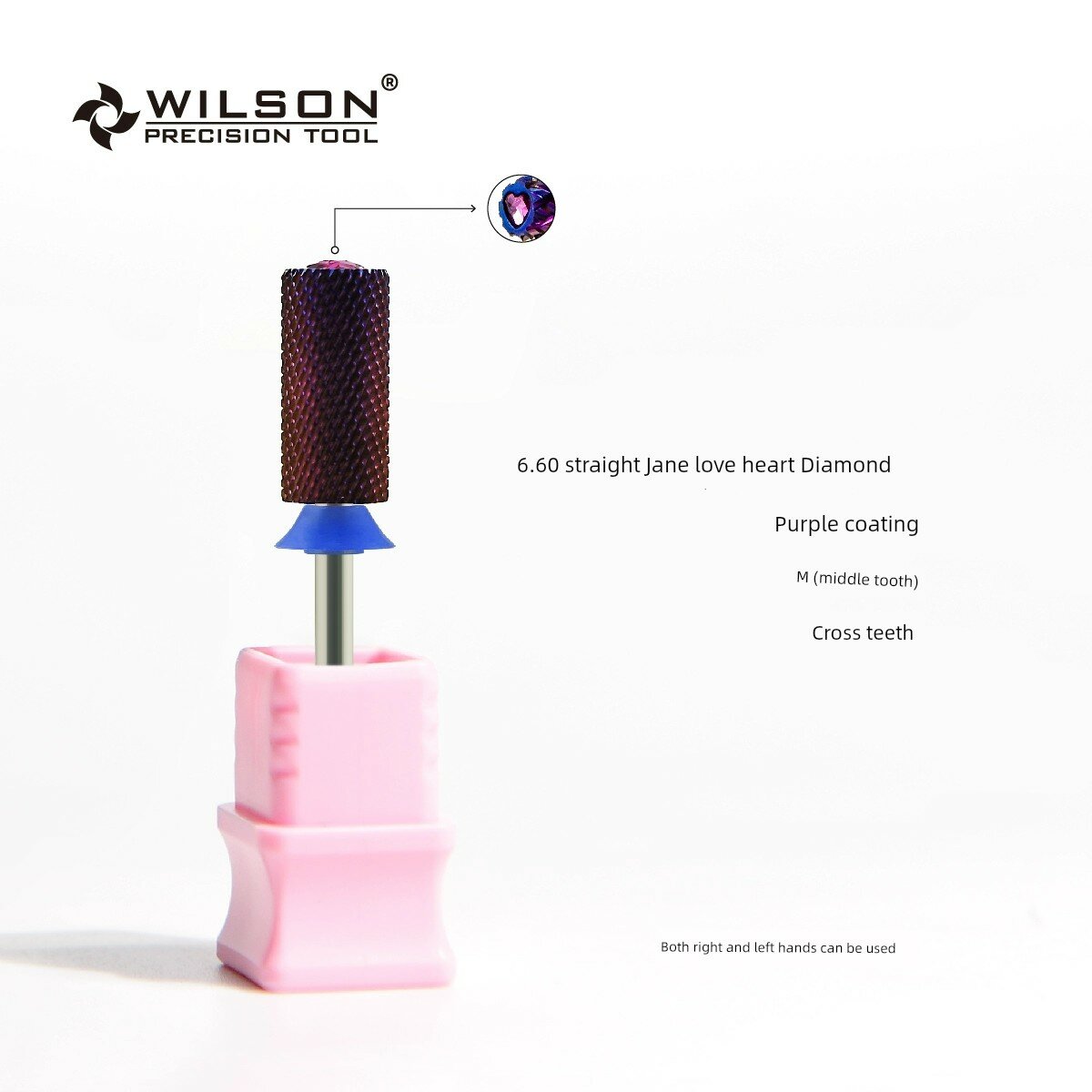 WILSON 6,6 мм прямой цилиндрический плоский кончик сердечная диамантовая твердосплавная шлифовальная головка для