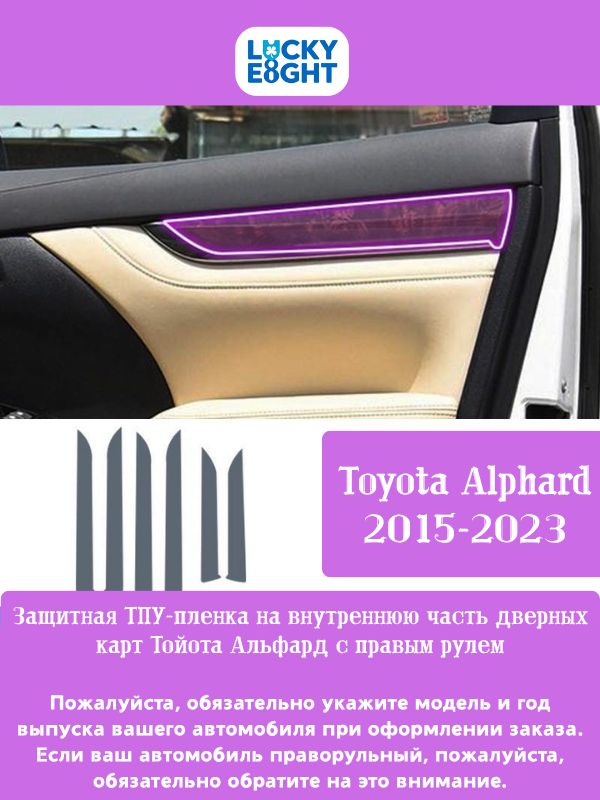 Подходит для Toyota Alphard 2015-2025 годов выпуска, наклейка на центральную консоль модификации интерьера автомобиля, прозрачная пленка-ТПУ.