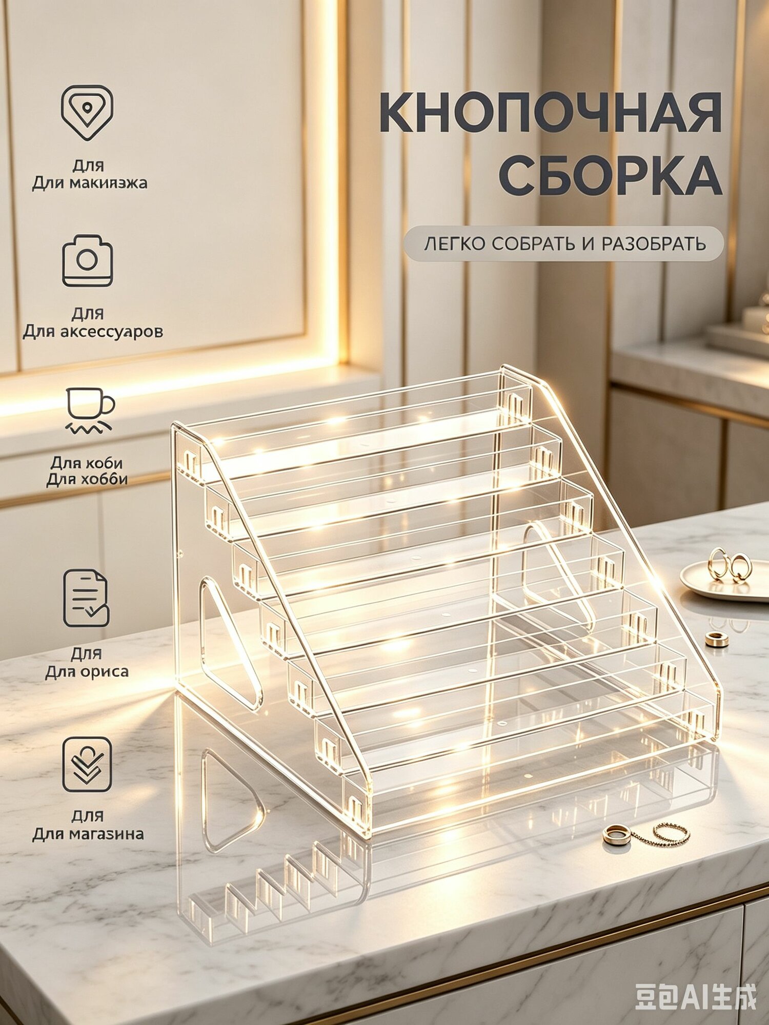 Контейнер для хранения вещей длина 29.5 см, ширина 18.5 см, высота 31 см 1 шт, abs пластик, прозрачный