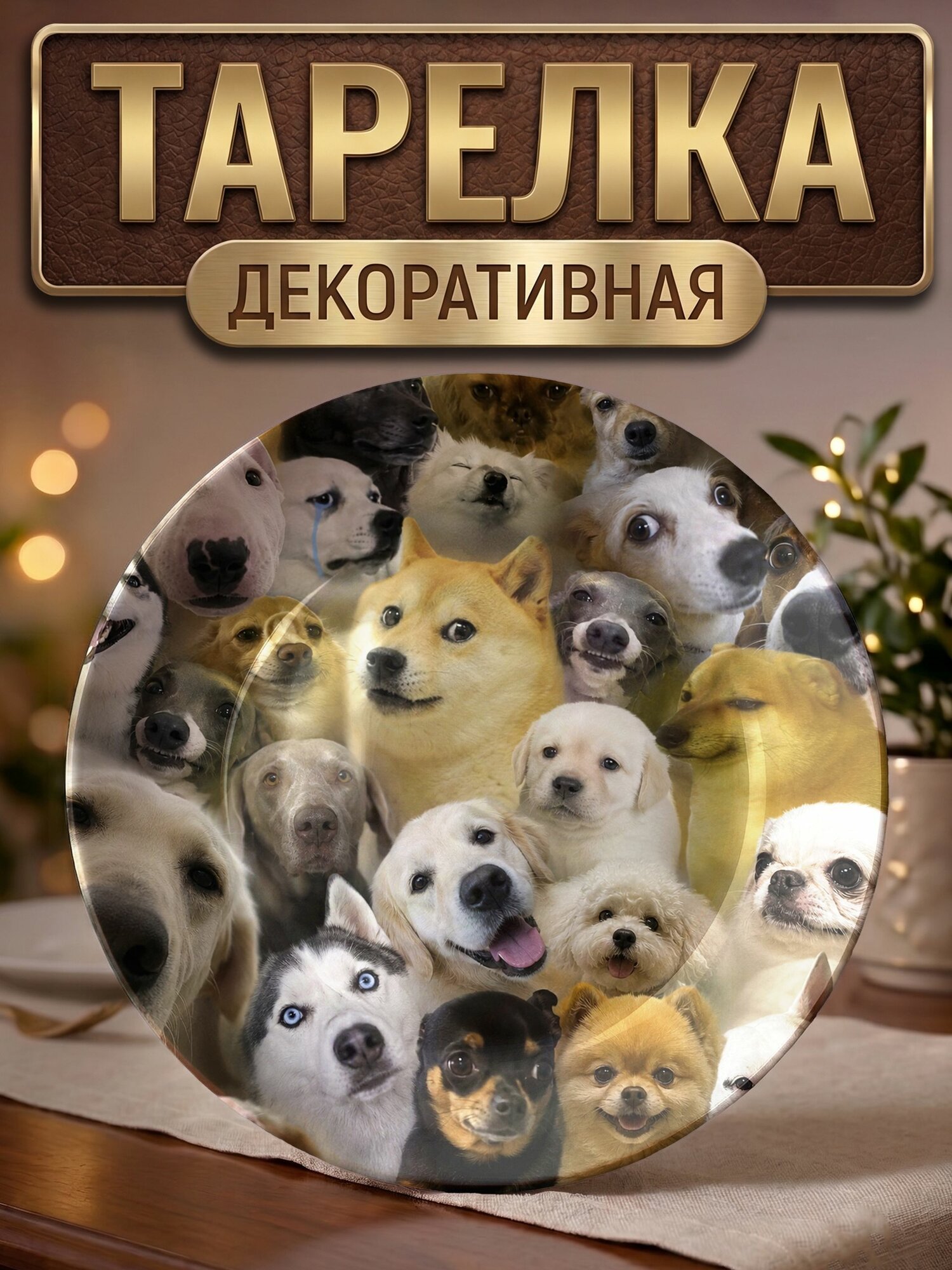 Тарелка декоративная Мем собачки
