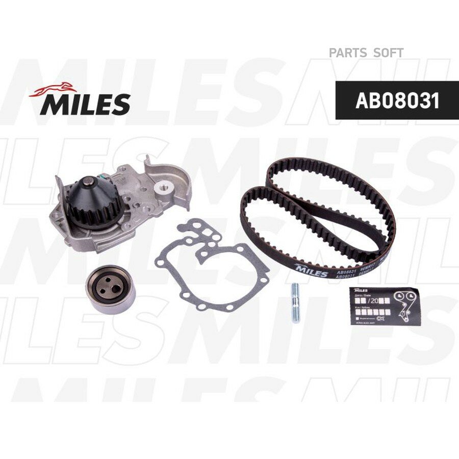 Комплект ГРМ Renault Logan 8V 04-09, Sandero 8V 07-09, Megane 95-03 ремень+ролик =82 00 537 021 MILES AB08031 | цена за 1 шт