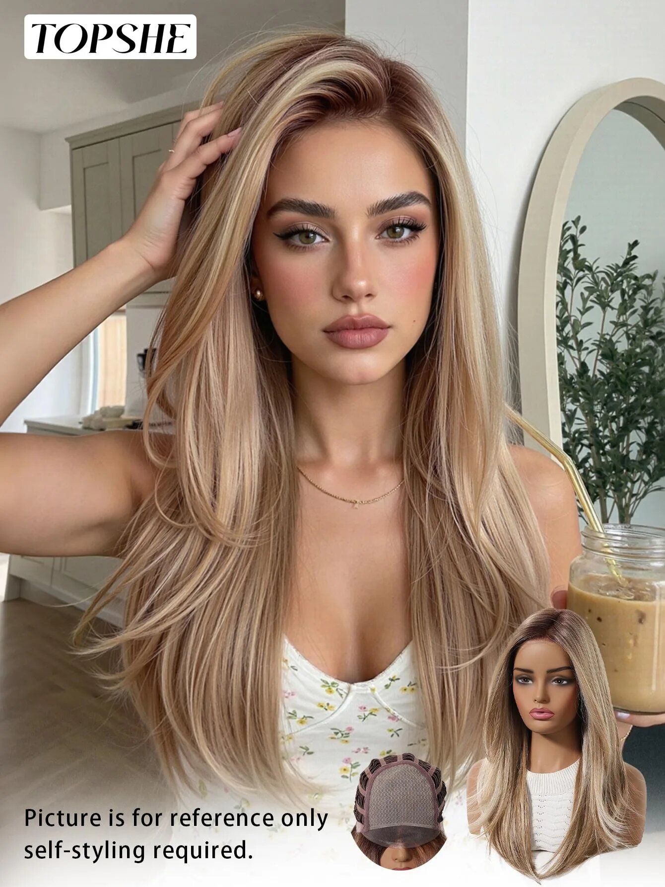 Синтетический парик Topshe Mono Lace Front золотистый
