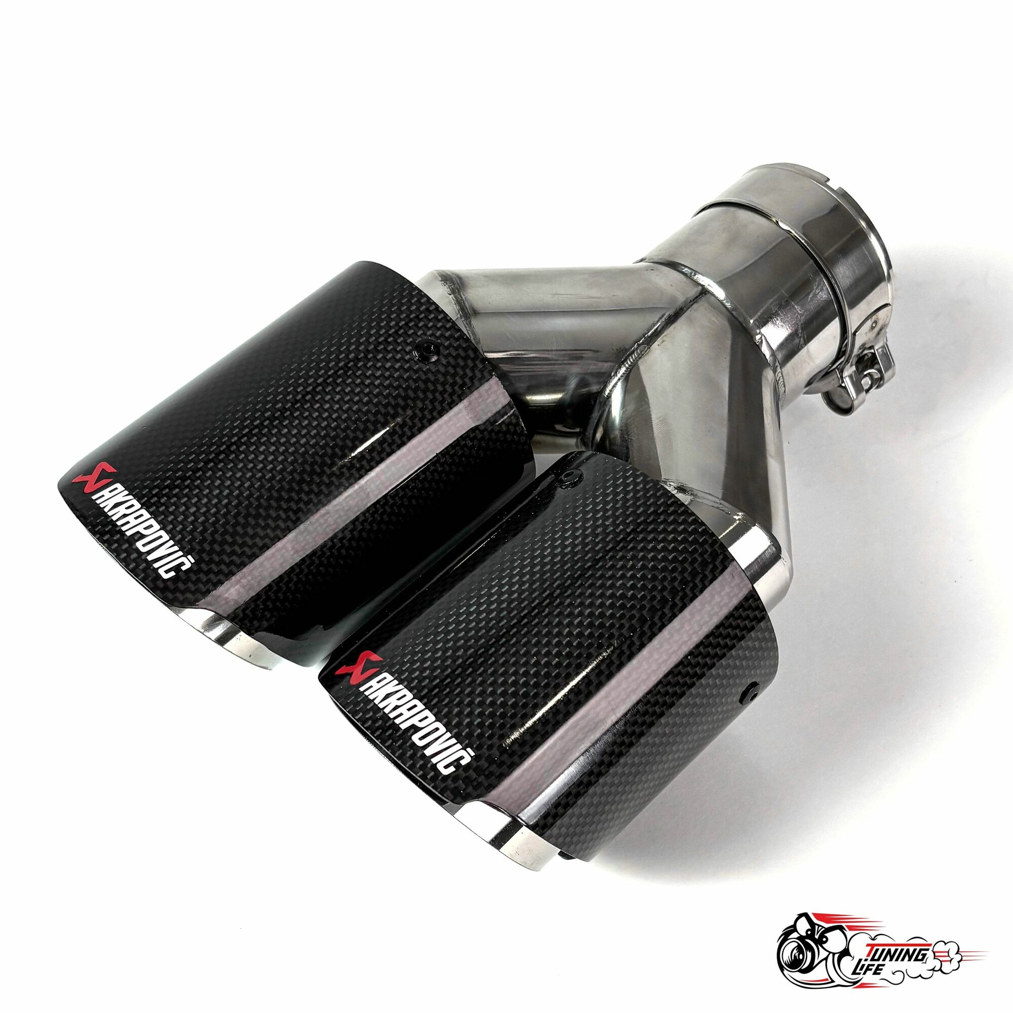 Насадка на глушитель Akrapovic Style Y (правая, глянец, 2х89mm)