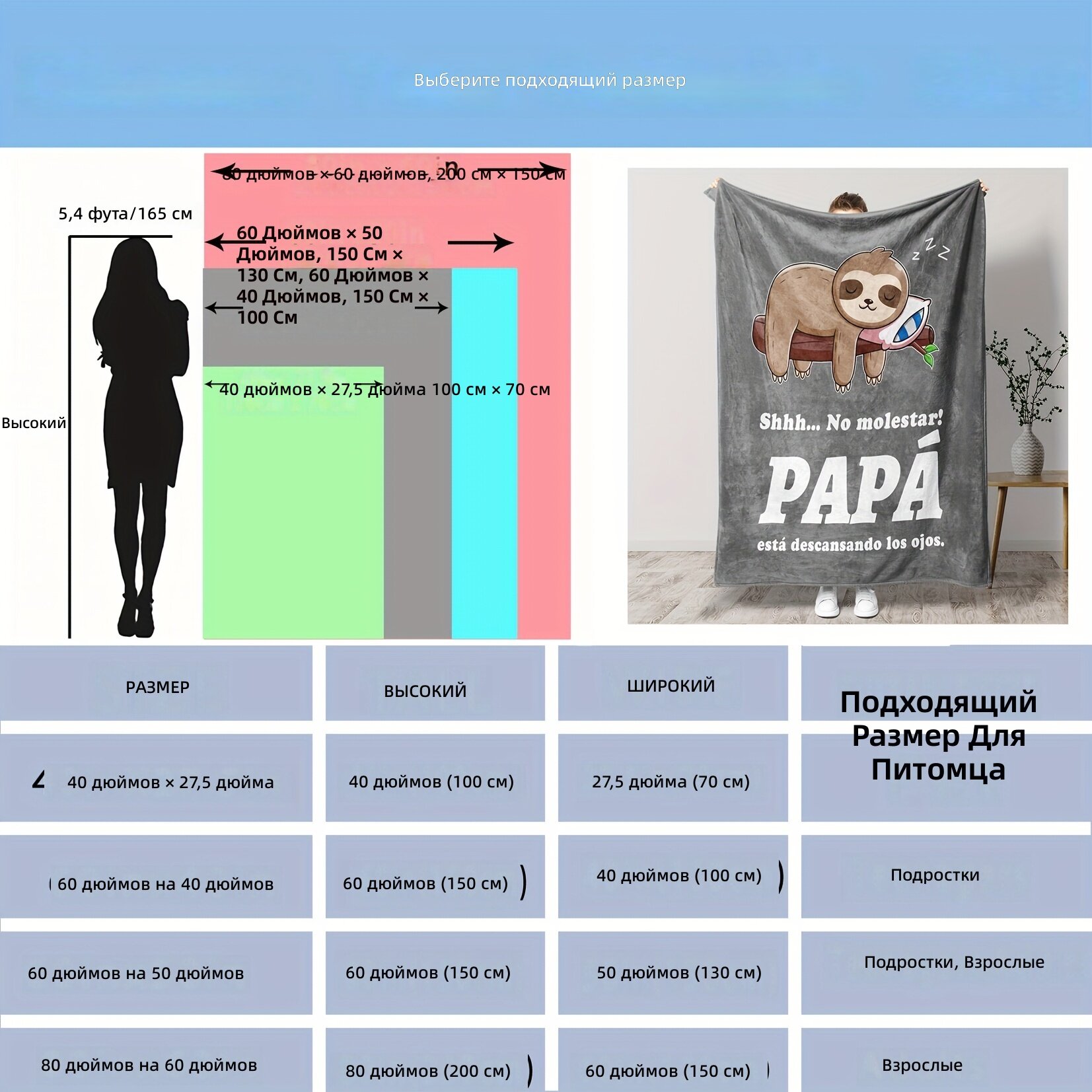 Плед в подарок папе от дочери и сына на День отца, день рождения, Рождество и День святого Валентина, многоцветный, 60 x 40 дюймов (152,4 x 101,6 см), 1 шт.