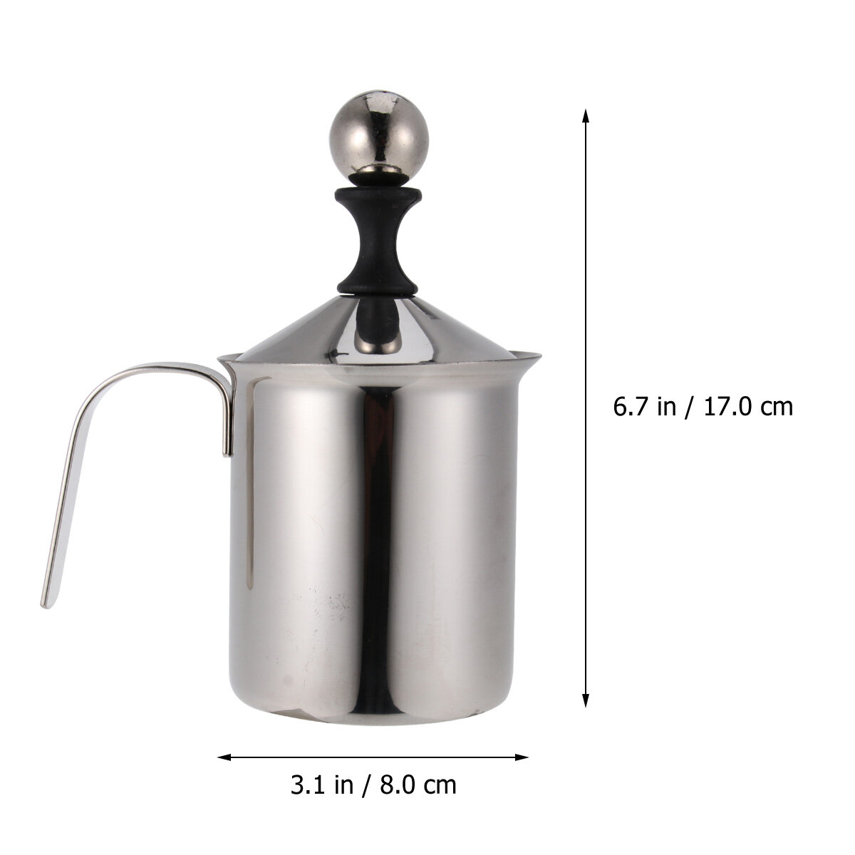 Ручной Пеномёс Для Молока Объёмом 400Ml С Двойной Сеткой Из Нержавеющей Стали Серебристый