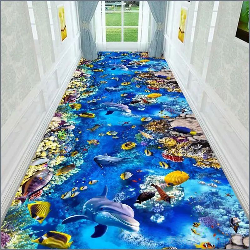 Ковер 90x130 см 3d-эффект белый, синий