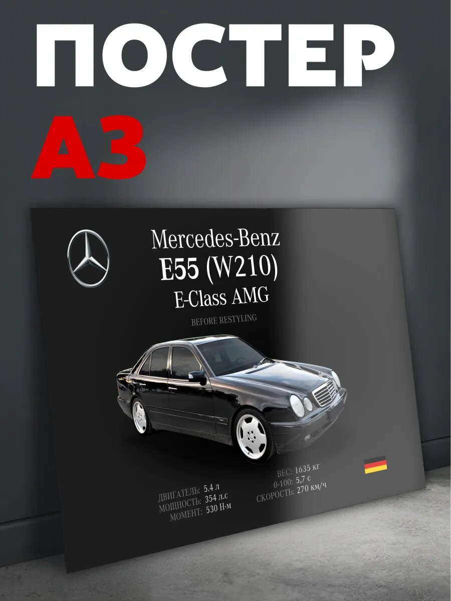 Постер на стену Mercedes-Benz Е-класс AMG плакат А3