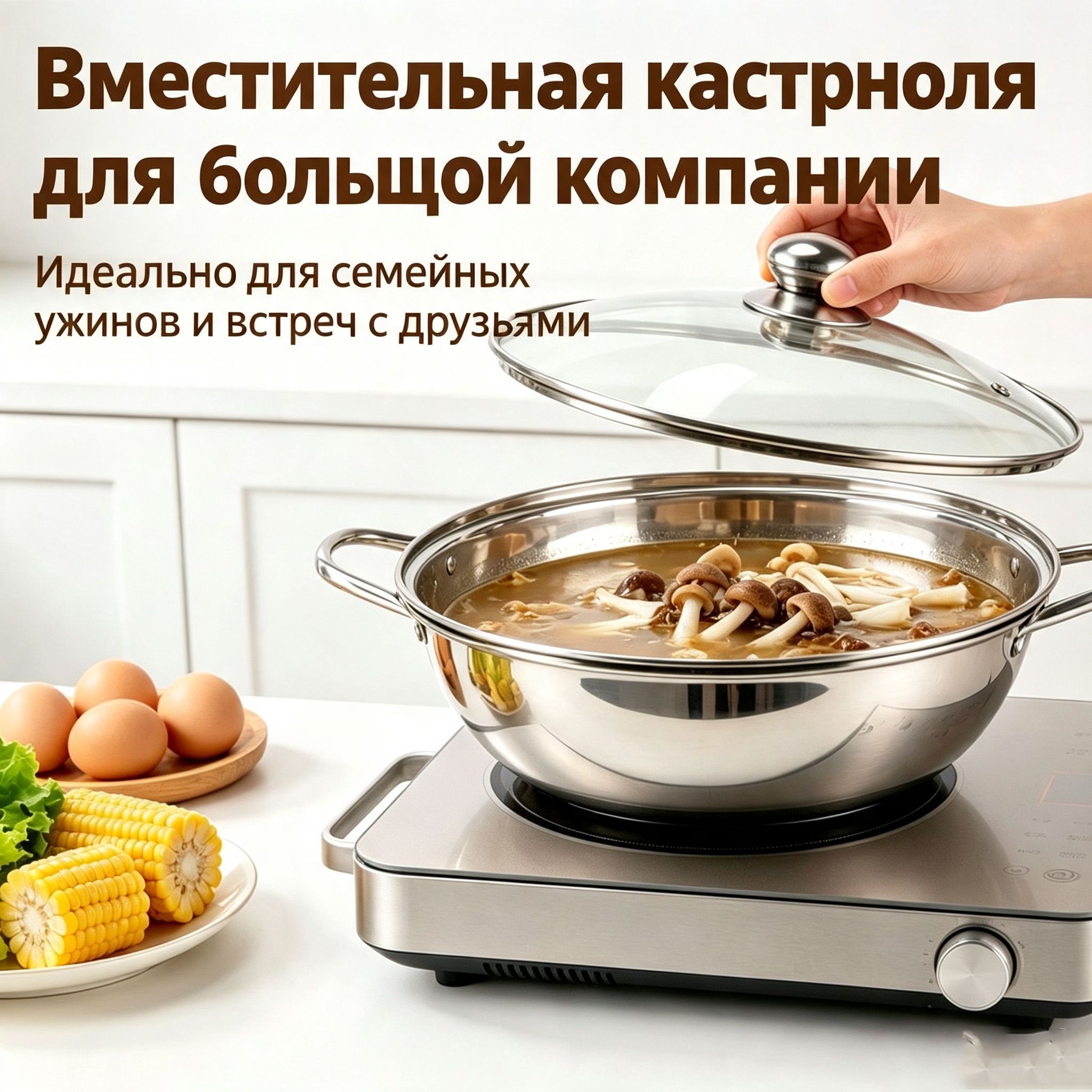 Бинауральная кастрюля для запекания из пищевой утолщенной нержавеющей стали диаметром 30см