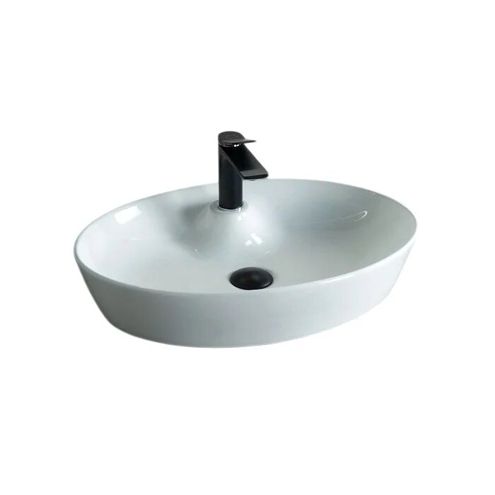 Накладная раковина GID Lago N9436 55 накладная, фаянсовая, овальная, раковина для ванной, белая, глянцевая