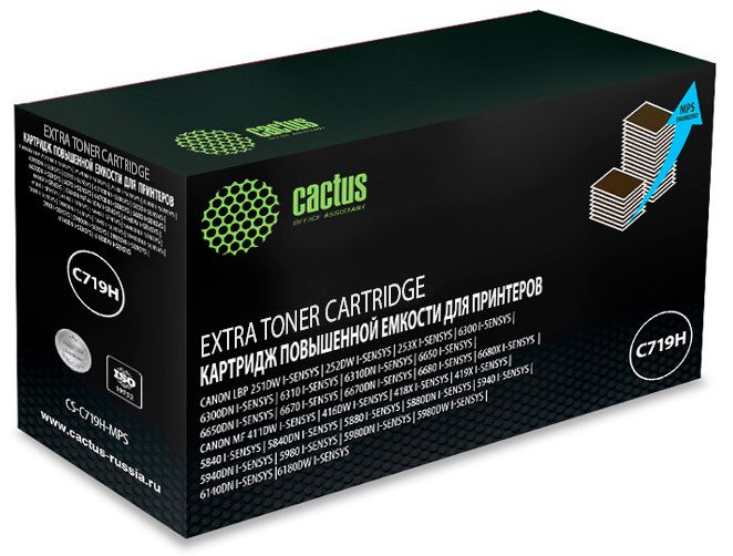 Лазерный картридж Cactus CS-C719H-MPS (Cartridge 719H) черный увеличенной емкости для Canon LaserBase MF5840 i-Sensys, MF5880 i-Sensys, MF5940 i-Sensys, MF5980 i-Sensys, LBP 6300 i-Sensys, 6310
