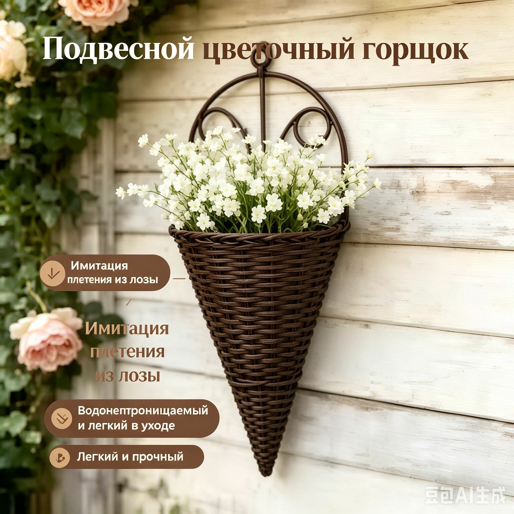 Quivix Вазон 31.5 см, 1 шт, цвет шоколадный 31.5