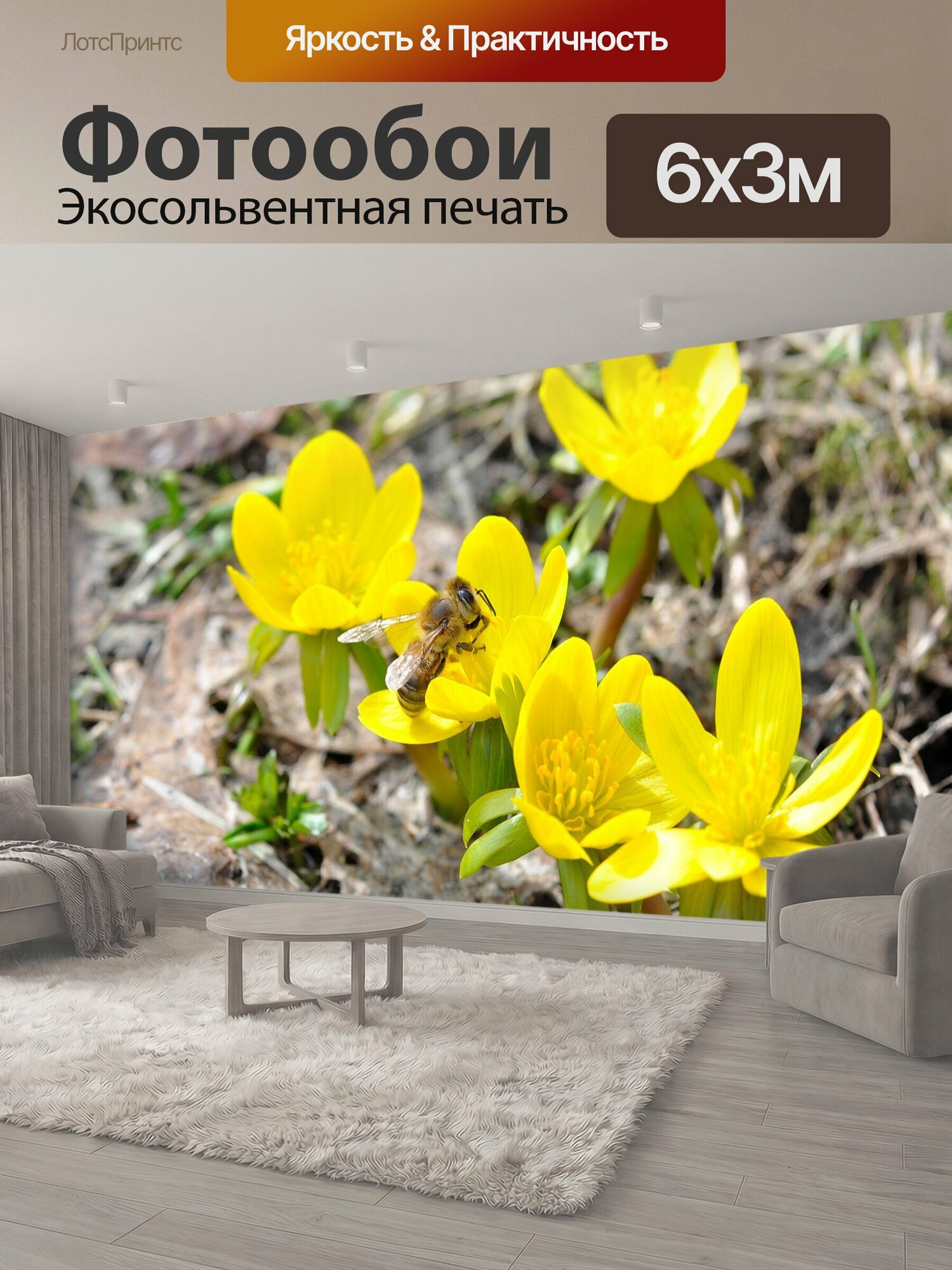 Фотообои "Зимовки, пчела, насекомое" 600x300 см. экосольвентная печать