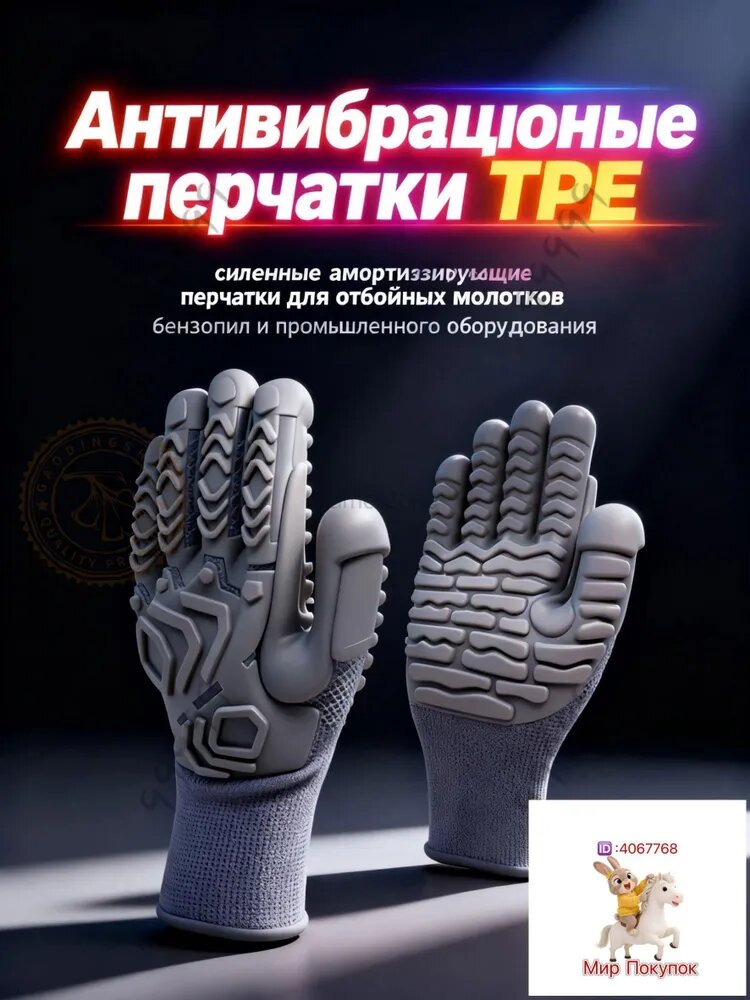 Антивибрационные перчатки TPE: Усиленные амортизирующие перчатки для отбойных молотков, бензопил и промышлен
