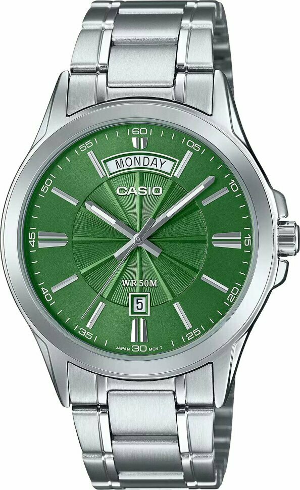 Наручные часы CASIO Collection, серебряный/зеленый — фото 1