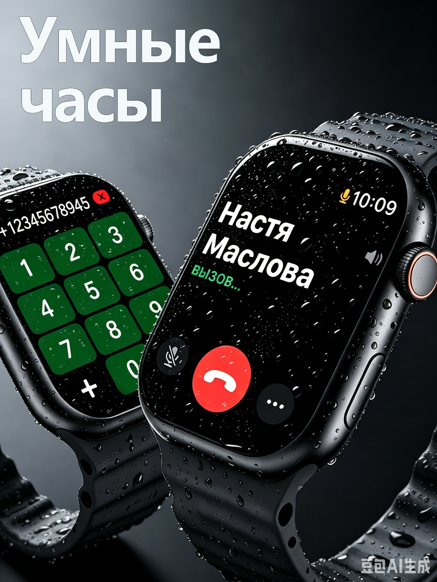 Смарт-часы W&O "X9+Pro2", защита IP68, беспроводная зарядка, черное