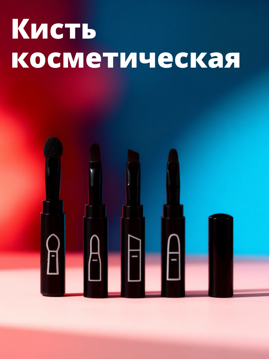 Черная пластиковая многофункциональная кисть для макияжа 4 в 1 для губ, теней и бровей