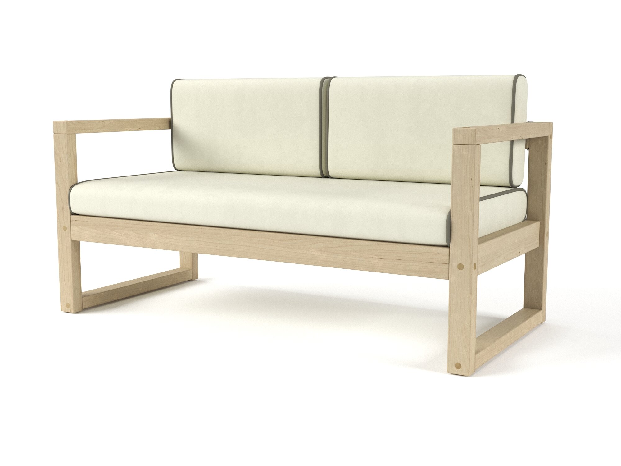 Диван кушетка Soft Element Август Ivory White, массив дерева, велюр, стиль скандинавский лофт, на кухню, на балкон и в прихожую, садовый диван на дачу
