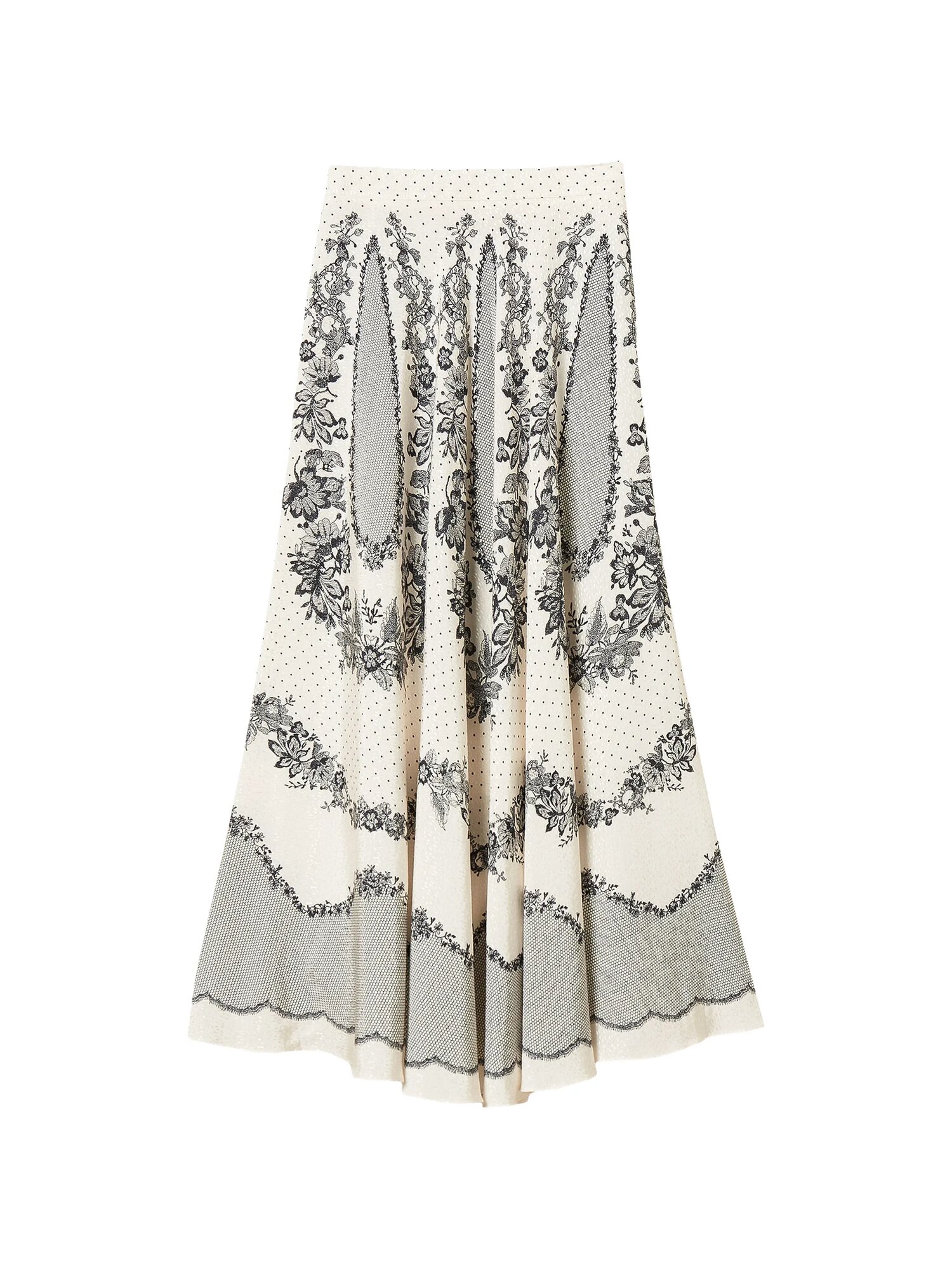 Юбка Twinset Milano Jacquard satin long skirt with floral and polka dot pattern