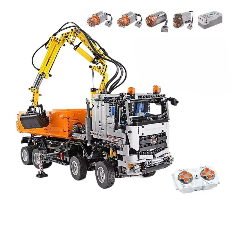 MOULD KING 19007 Technical Building Игрушка-строительный блок пневматического инженерного грузовика с дистанционным управлением
