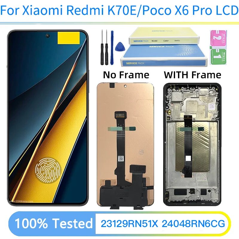 6,67 "AMOLED для Xiaomi Poco X6 Pro 5G 2311DRK48G ЖК-дисплей с цифровым преобразователем сенсорного экрана для Redmi K70E 2311DRK48C дисплей