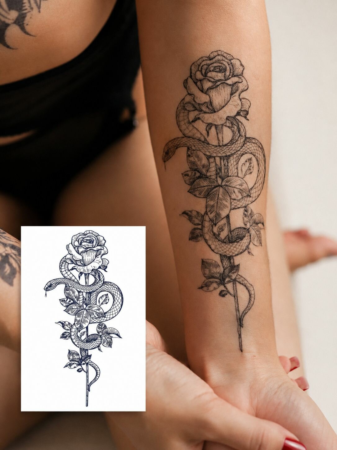 Tattoo'шки Временные тату без пленки (темнеют через 24 часа) 11*18см 11x18 см темнеющие