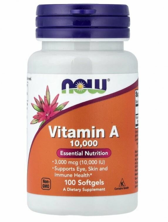 Витамины Vitamin A 10000 IU 100 sgels Now