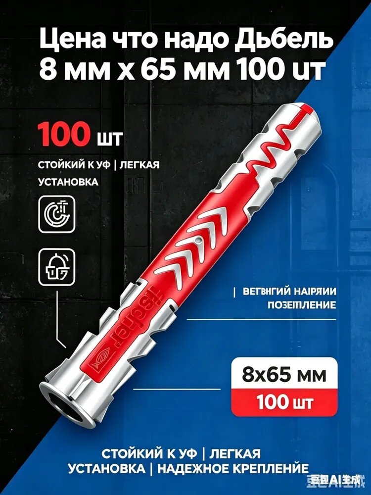 Дюбель 8 мм x 65 мм 100 шт.