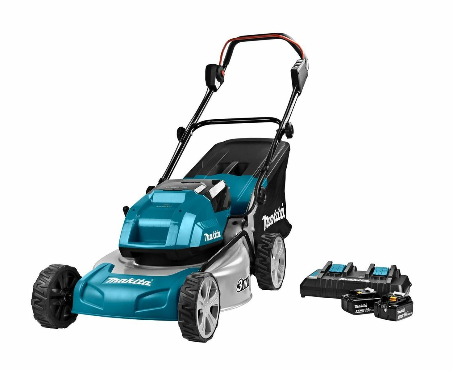 Аккумуляторная газонокосилка Makita DLM460PT2, 2х18В LXT 1450Вт, 46 см. (2АКБ 5Ач, З/У)