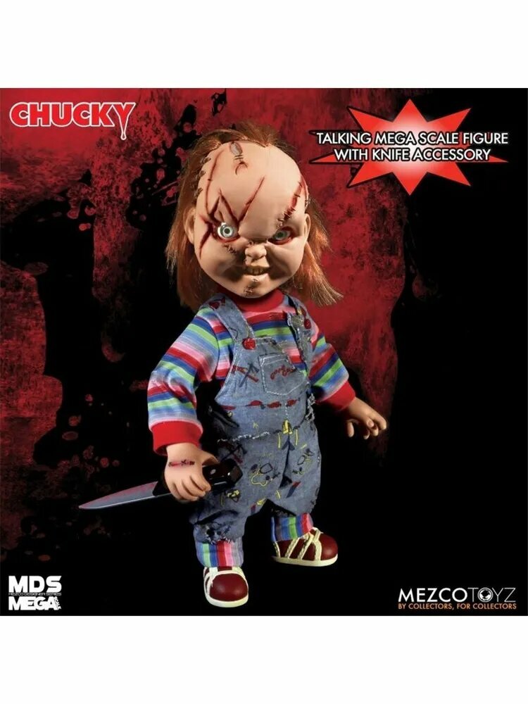 Фигурки Mezco Toyz MDS Mega Scale Bride of Chucky Series Action Figures Talking Scarred Chucky-49.9cm