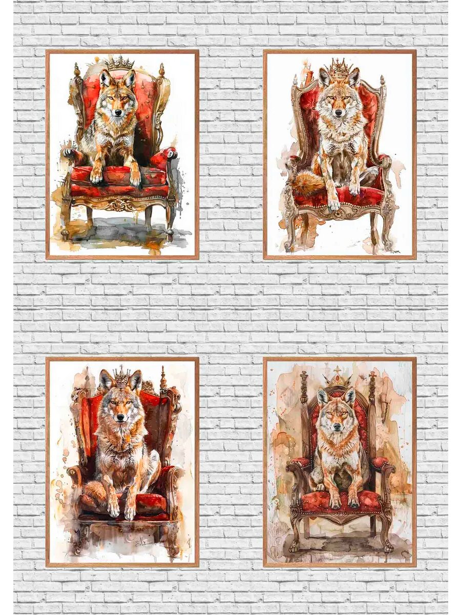 Койот - животное, король Англии, 4 Плаката, 30x21см