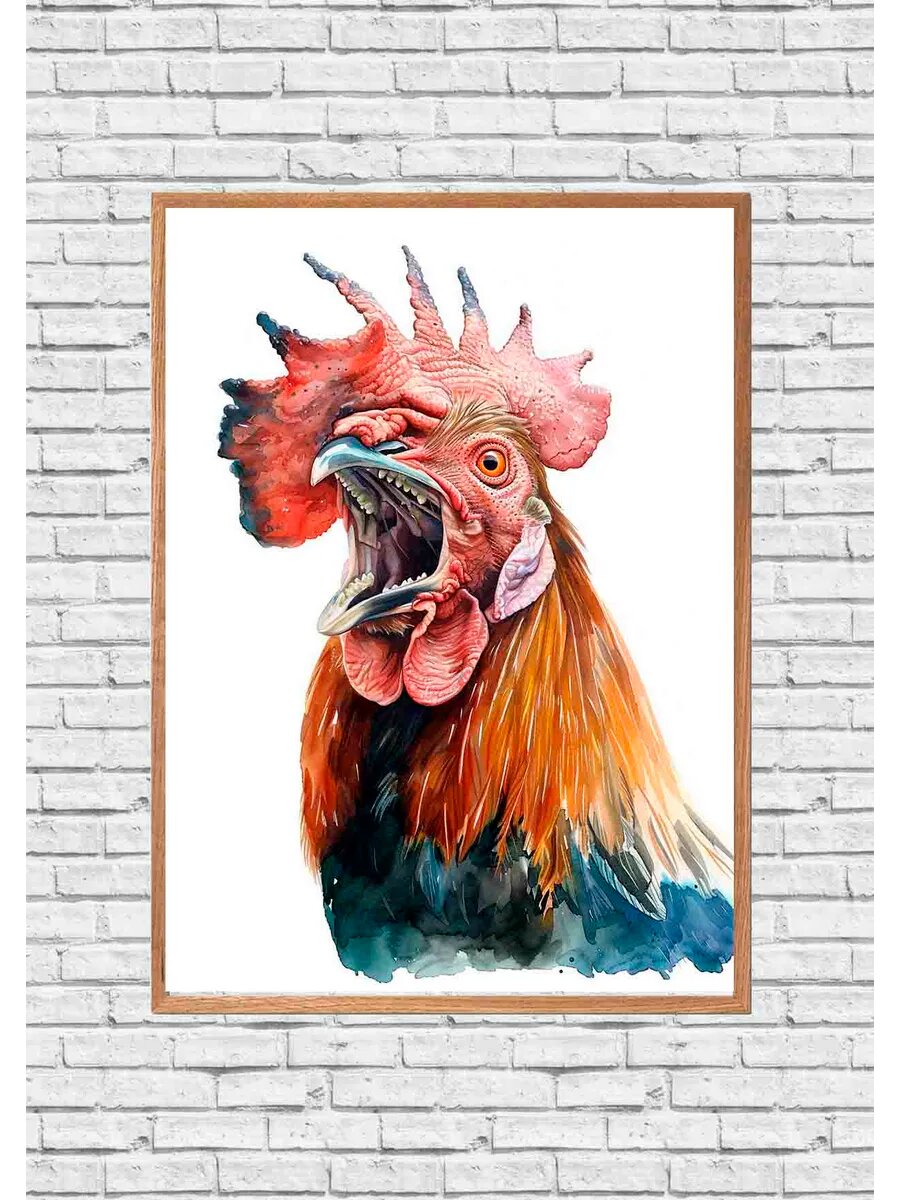 Петух-птица-дантист 2, Плакат 30x42см
