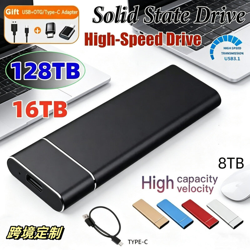 1TB Портативный SSD Внешний Жесткий Диск Черного Цвета Высокоскоростная Передача Данных для Ноутбука и ПК