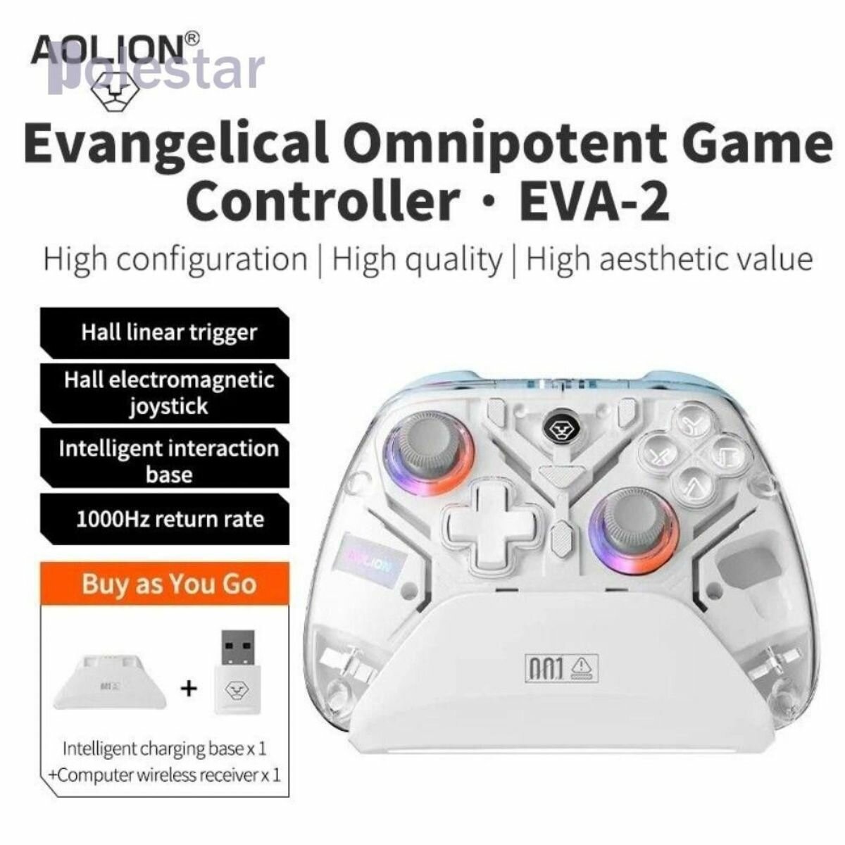 Aolion K10 игровой контроллер с RGB подсветкой, беспроводной геймпад с эффектом Холла, док-станция для зарядки, подходит для Nintendo Switch, ПК, мобильных устройств