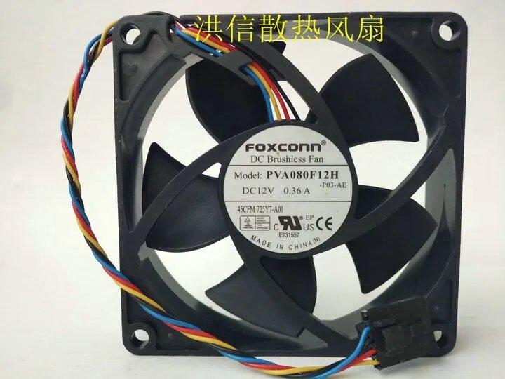 FOXCONN 5-контактный четырехпроводной (ШИМ контроль температуры) PVA080F12H 80X80X20MM 12V 0.36A Вентилятор Dell OptiPlex990 725Y7