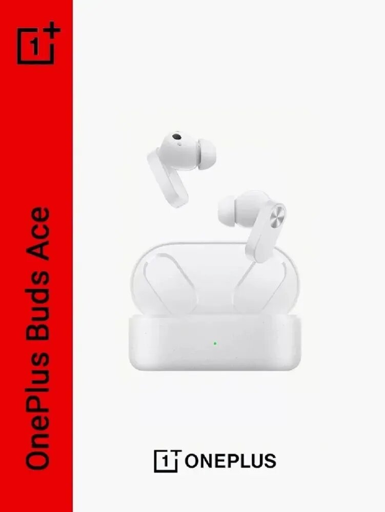 OnePlus Наушники беспроводные с микрофоном OnePlus Buds Ace, Bluetooth, USB Type-C, белый