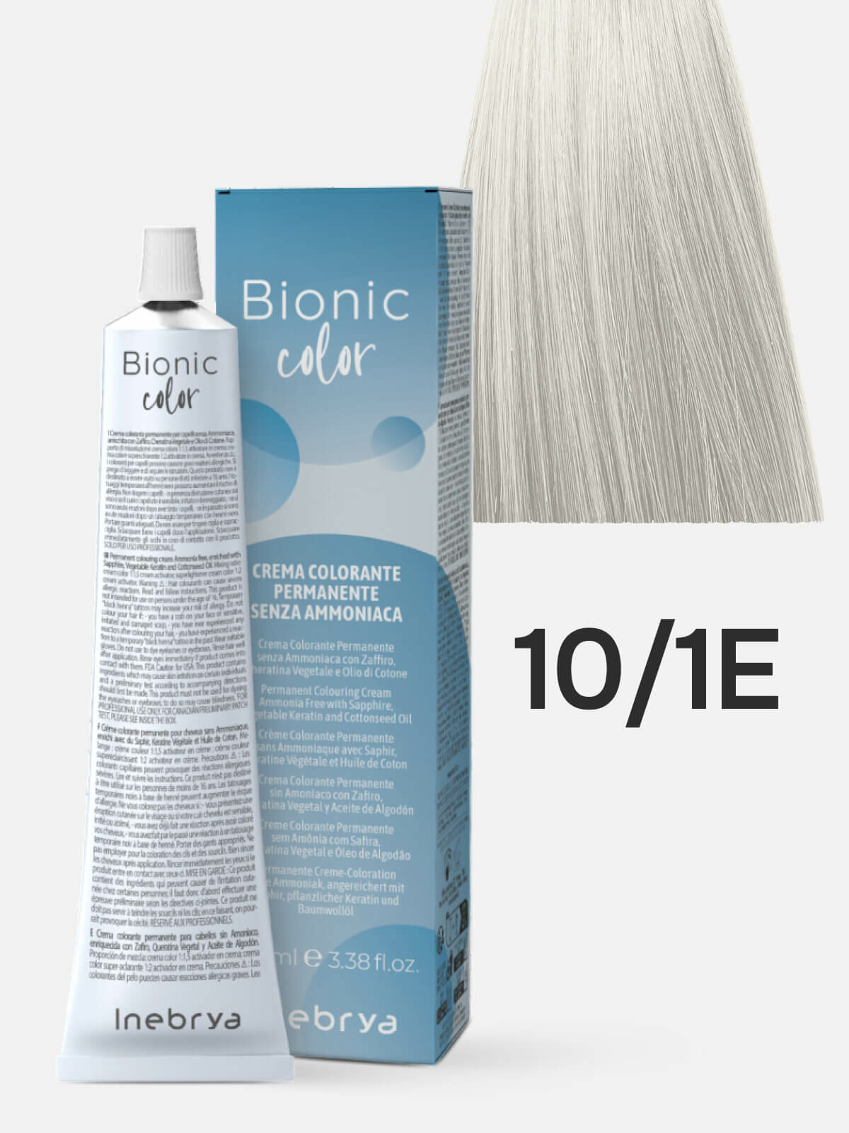 Крем - краска для волос профессиональная без аммиака Inebrya Bionic Color 10/1E Светлый блонд Пепельный экстра, 100 мл