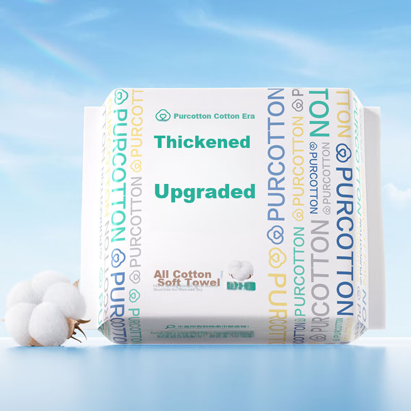 PurCotton Thick Face Towels, 20 Sheets*1 Pack, Disposable Cotton Soft Towels, for Both Dry And Wet Use, Absorbent, Soft And Skin-Friendly, 60gsm