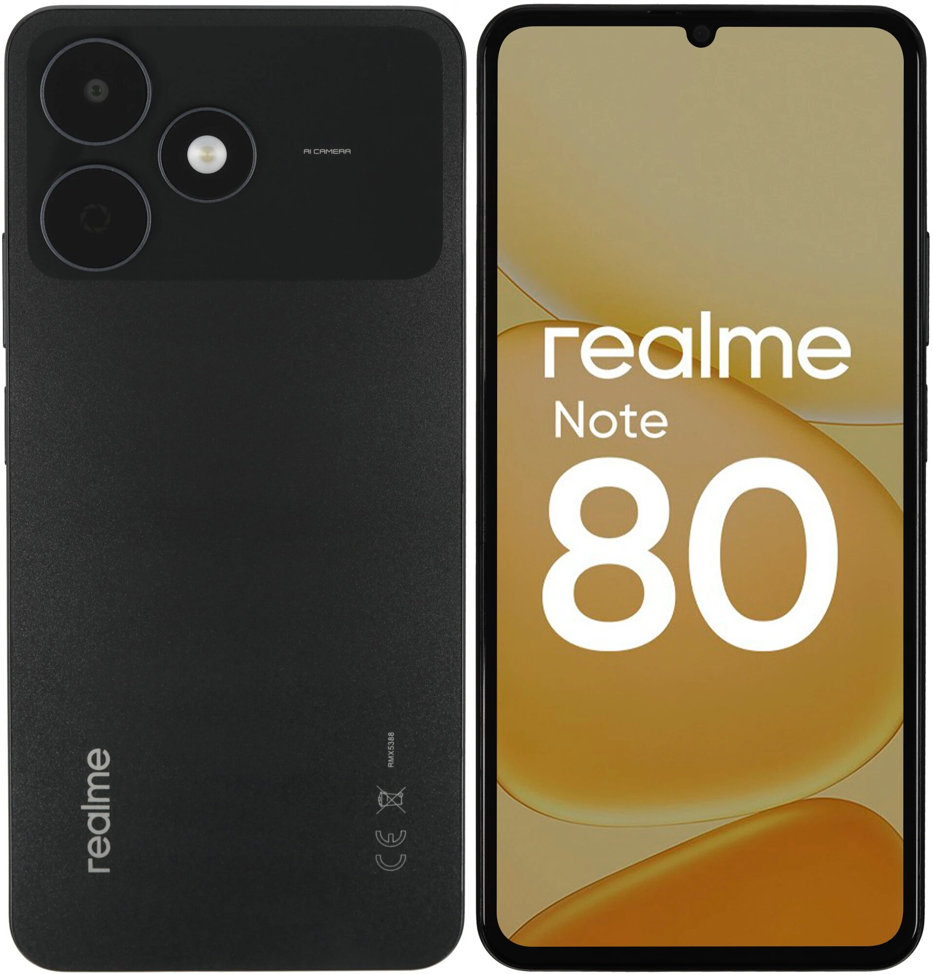 Смартфон Realme Note 80 RMX5388 64Gb 4Gb черный 3G 4G 6.74" 720x1600 And14 32Mpix 802.11 a/b/g/n/ac