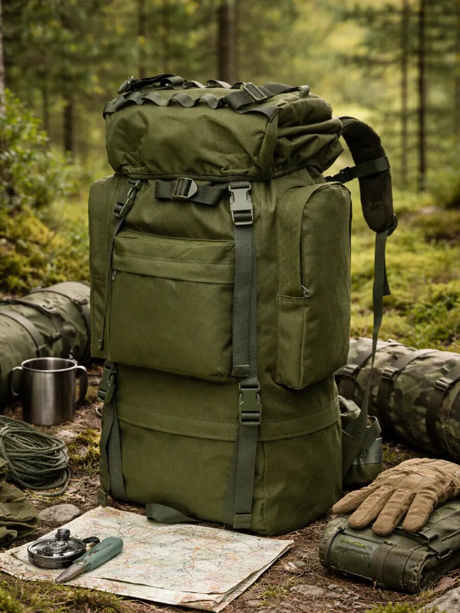 Тактический спортивный рюкзак 70 литров с системой MOLLE 75 х 27 см