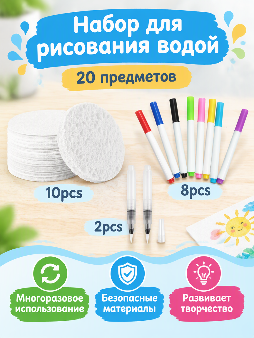 Творческий набор Magic Foam из 20 предметов с маркерами и линерами для детского творчества, DIY рисования и антистресса