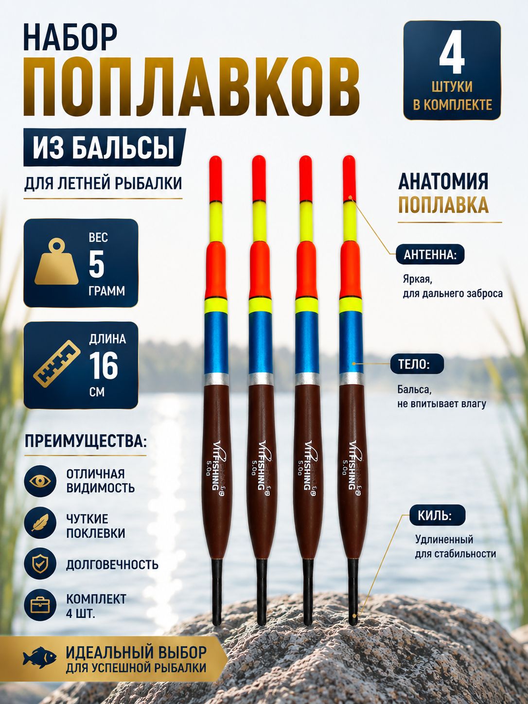 Поплавки для летней рыбалки из бальсы