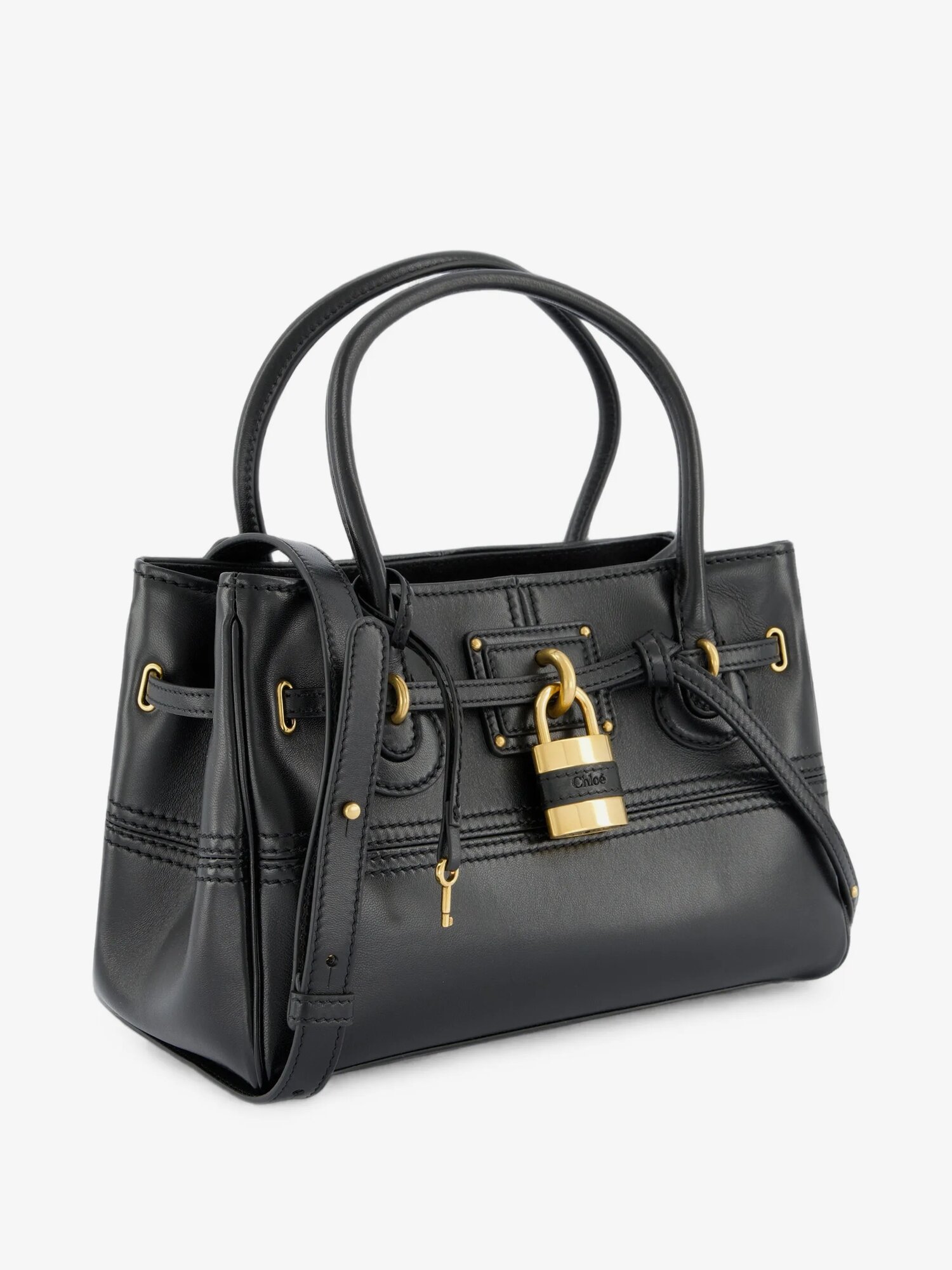 Сумка Chloe Padlock leather tote bag, черный — фото 1
